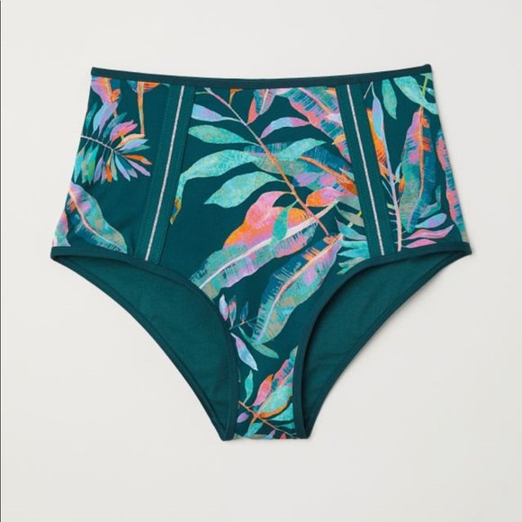 H&M | Swim | Highwasted Tropical Print Leaf Bathing Suit Bottom | Poshmark